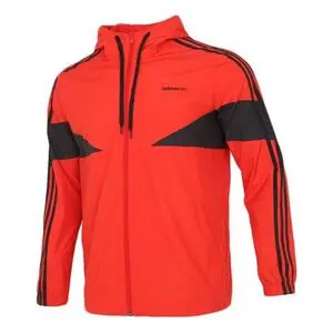Adidas Neo Casual Sports Windproof Woven Hooded Jacket - Red