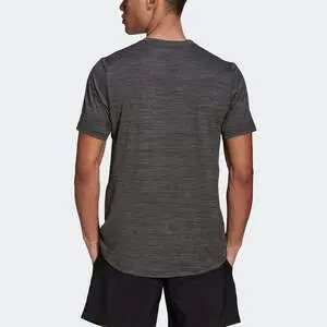 Adidas M Ht El Tee Training Sports Round Neck Short Sleeve Metallic Black - Goldblack