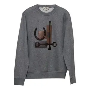 Hermès Crewneck Sweatshirt With Graphic Appliqu - Grey