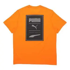 PUMA Recheck Pack Graphic Tee Printing Logo Short Sleeve Orange - Tan