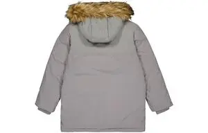 NEW BALANCE Hooded Parka With Faux Fur Trim - Grey