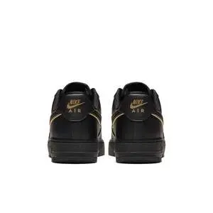 Nike Force 1 Low '07 Essential Sneakers With Gold Swoosh Detailing - Black