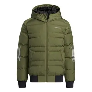 Adidas Padded Hooded Down Jacket With Sporty Stripes - Default Colorway