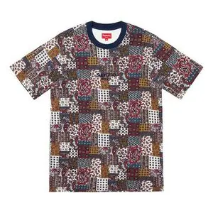 Supreme Patchwork Paisley Short Sleeve Top - Blue