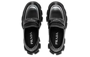 Prada Monolith Brushed Leather Loafers - Black