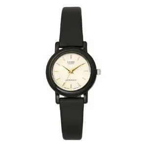Casio Analog Quartz Watch With Leather Strap - Black