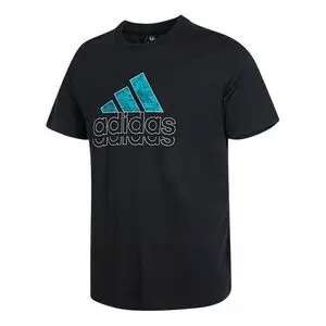 Adidas St Logogfx Tee Athleisure Casual Sports Round Neck Logo Short Sleeve Black - Multi-color