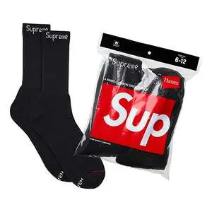 Supreme X Hanes Crew Socks - Black