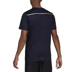 Adidas Solid Color Logo Round Neck Short Sleeve Ink Blue T-shirt - Multi-color