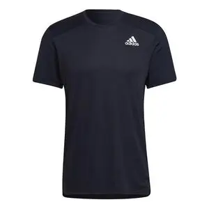 Adidas Solid Color Logo Round Neck Short Sleeve Ink Blue T-shirt - Multi-color
