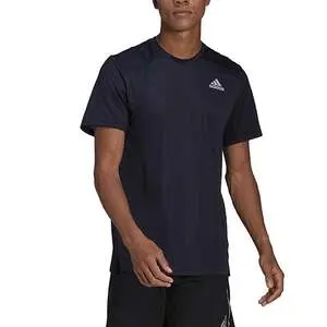 Adidas Solid Color Logo Round Neck Short Sleeve Ink Blue T-shirt - Multi-color