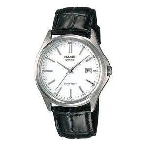Casio Analog Watch With Leather Band - Whiteblack