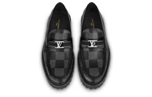 LOUIS VUITTON Major Loafers In Grey Black Plaid
