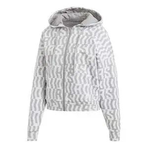 Adidas Hooded Zip-up Jacket With All-over Logo Print - Default Color