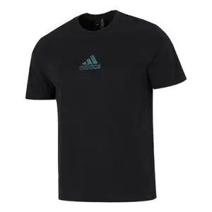 Adidas Minimalistic Alphabet Logo Printing Athleisure Casual Sports Round Neck Short Sleeve Black T-shirt - Default Color