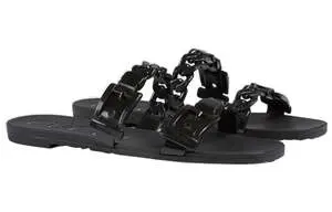 Gucci Rubber Slide Sandal With Buckle Detailing
