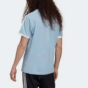 Adidas Originals Three-stripe Sport Round Neck Short Sleeve T-shirt - Light Blue