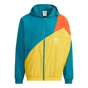 Adidas Originals Ts Wb Logo Printing Colorblock Hooded Track Jacket Green - Multi-color