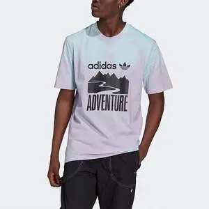 Adidas Originals Printing Round Neck Pullover Short Sleeve Purple