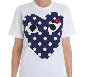 Play Comme Des Garcon Polka Dots Full Heart Short Sleeve Navy