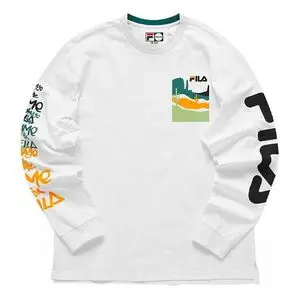 FILA FUSION Casual Sports Contrasting Colors Alphabet Loose Long Sleeves - White