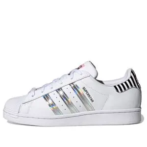 Adidas Superstar Sneaker With Iridescent Detailing - White/silver/black
