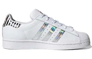 Adidas Superstar Sneaker With Iridescent Detailing - White/silver/black