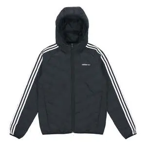 Adidas Adidas Neo Quilted Hooded Down Jacket With Logo And Striped Sleeves Default Color