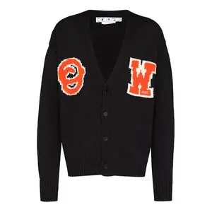 Off-White Logo Intarsia V-neck Cardigan - Black/orange