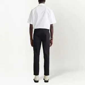 Off-White Solid Color Alphabet Printing Straight-leg Casual Trousers - Default Color