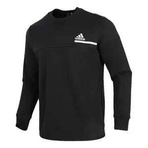 Adidas Logo Stamping Sports Casual Crewneck Sweatshirt - Black