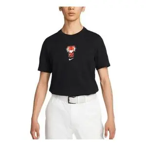 Nike Logo Tiger Head Printing Round Neck Pullover Short Sleeve Black - Default Color