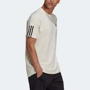 Adidas Logo Printing Solid Color Stripe Casual Short Sleeve White - Multi-color