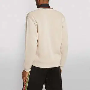 Gucci V-neck Cotton Cardigan With Striped Trim