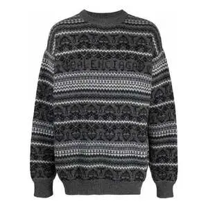 Balenciaga Fair Isle Crewneck Sweater - Grey