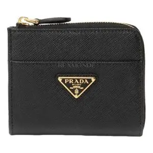 Prada Ss26 Small Saffino Leather Zipper Wallet - Black