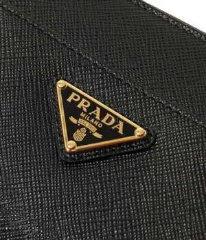 Prada Ss26 Small Saffino Leather Zipper Wallet - Black