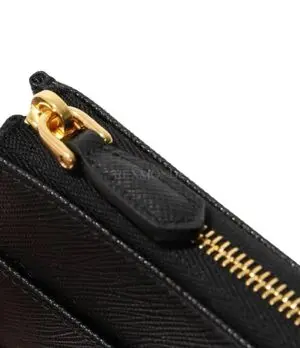 Prada Ss26 Small Saffino Leather Zipper Wallet - Black