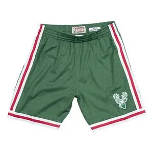 Mitchell & Ness Milwaukee Bucks 1971-72 Road Swingman Shorts - Green/red/white