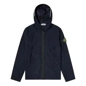 Stone Island Nylon Garment Dyed Hooded Jacket - Navy