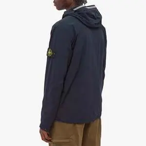 Stone Island Nylon Garment Dyed Hooded Jacket - Navy