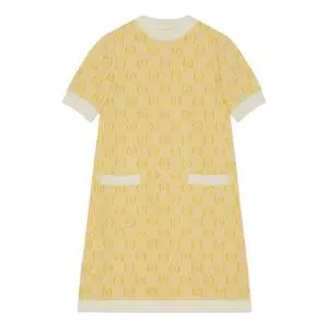 Gucci Gg Wool Jacquard Dress - Yellow