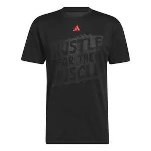 Adidas Hustle For The Muscle Aeroready Short Sleeve Graphic Training T-shirts - Black