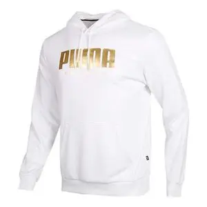 PUMA Logo Print Hoodie - White