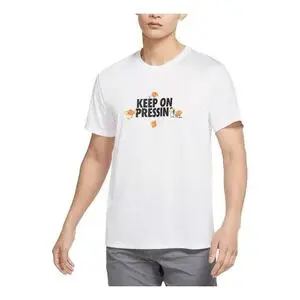 Nike Dri-fit Alphabet Printing Round Neck Pullover Short Sleeve White - Default Color