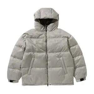 A BATHING APE Solid Camo Jacquard Hooded Down Jacket - Beige