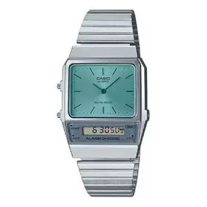 Casio Vintage Water Resistant Stainless Steel Dual Time Watch - Silver