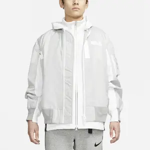 Nike X Sacai Double Layer Contrasting Colors Sports Hooded Jacket 'grey