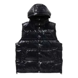 A BATHING APE Line Camo Debossed Nylon Down Vest - Black