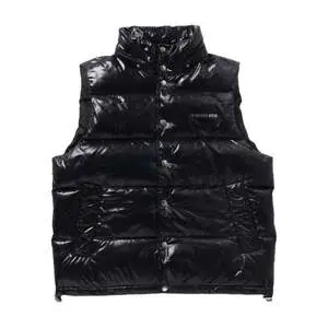 A BATHING APE Line Camo Debossed Nylon Down Vest - Black